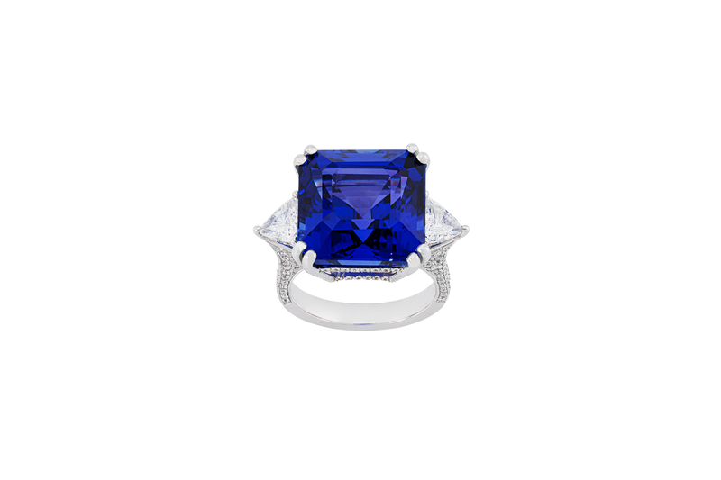 Princess Cut Tanzanite and Diamonds Ring