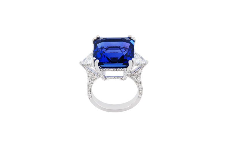 Princess Cut Tanzanite and Diamonds Ring